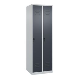 C+P Spind Classic PLUS, 2 Abteile, 1850x600x500mm, 7035/7016 Verschluss Sicherheits-Drehriegel 3 Garderobenhaken ; C + P M&ouml;belsysteme (080000-20|S10008)