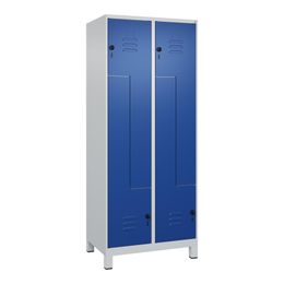 C+P Z-Spind, Classic PLUS, F&uuml;&szlig;e, 4 F&auml;cher, 1950x800x500mm, 7035/5010 Verschluss Sicherheits-Drehriegel ; C + P M&ouml;belsysteme (080013-224|S10003)