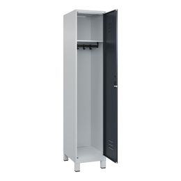 C+P Spind Classic PLUS, F&uuml;&szlig;e, 1 Abteil, 1950x400x500mm, 7035/7016 Verschluss Zylinderschloss 4 Garderobenhaken ; C + P M&ouml;belsysteme (080010-12|S10023)