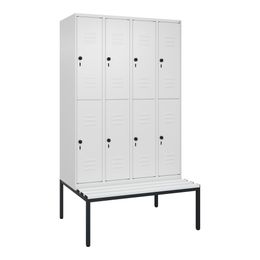 C+P Doppelstock-Spind Classic PLUS, Bank, 4 Abteile, 2120x1200x815mm, 9016/9016 Verschluss Sicherheits-Drehriegel Sitzbanktyp untergebaut Material Sit (0803507-40|S10119)