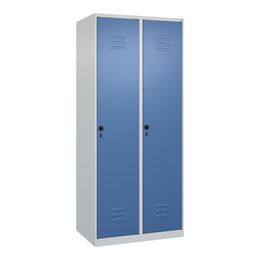 C+P Spind Classic PLUS, 2 Abteile, 1850x800x500mm, 7035/5023 Verschluss Sicherheits-Drehriegel 4 Garderobenhaken ; C + P M&ouml;belsysteme (080000-22|S10005)