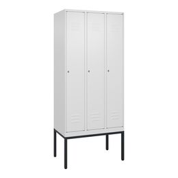 C+P Spind Classic PLUS, Gestell, 3 Abteile, 2120x900x500mm, 9016/9016 Verschluss Zylinderschloss 3 Garderobenhaken ; C + P M&ouml;belsysteme (0800307-30|S10029)
