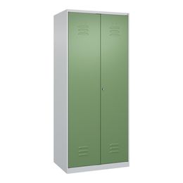 C+P Putzmittel-Spind Classic PLUS, 2 Abteile, 1850x800x500mm, 7035/6011 Verschluss Zylinderschloss ; C + P M&ouml;belsysteme (080100-02|S10019)