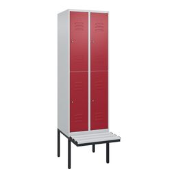 C+P Doppelstock-Spind Classic PLUS, Bank, 2 Abteile, 2120x600x815mm, 7035/3003 Verschluss Zylinderschloss Sitzbanktyp auskragend Material Sitzfl&auml;che K (0803407-20|S10016)