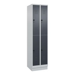 C+P Doppelstock-Spind Classic PLUS, Sockel, 2 Abteile, 1950x500x500mm, 7035/7016 Front RAL 7016 Anthrazitgrau ; C + P M&ouml;belsysteme (080320-29|S10008)