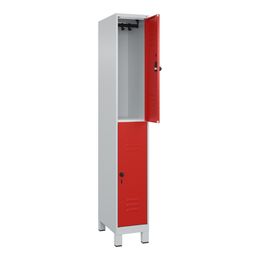 C+P Doppelstock-Spind Classic PLUS, F&uuml;&szlig;e, 1 Abteil, 1950x300x500mm, 7035/3020 ; C + P M&ouml;belsysteme (080310-10|S10002)