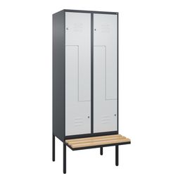 C+P Z-Spind Classic PLUS, Bank, 4 F&auml;cher, 2120x800x815mm, 7016/7035 Verschluss Zylinderschloss Sitzbanktyp auskragend Material Sitzfl&auml;che Buche-Hartho (0800437-224|S10028)
