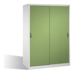 C+P Werkzeugschrank mit Schiebet&uuml;ren, innen 2 x 4 B&ouml;den, H1950xB1600xT600mm Front Resedagr&uuml;n Korpus Lichtgrau ; C + P M&ouml;belsysteme (2169-00|S10098)