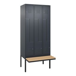 C+P Z-Spind Classic PLUS, Bank, 6 F&auml;cher, 2120x900x815mm, 7016/7016 Verschluss Zylinderschloss Sitzbanktyp auskragend Material Sitzfl&auml;che Buche-Hartho (0800437-306|S10027)