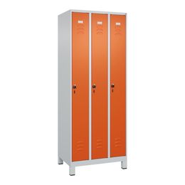 C+P Spind Classic PLUS, F&uuml;&szlig;e, 3 Abteile, 1950x750x500mm, 7035/2004 Verschluss Sicherheits-Drehriegel 3 Garderobenhaken ; C + P M&ouml;belsysteme (080010-39|S10037)
