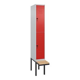 C+P Doppelstock-Spind Classic PLUS, Bank, 1 Abteil, 2120x300x815mm, 7035/3020 Verschluss Sicherheits-Drehriegel Sitzbanktyp auskragend Material Sitzfl (0803407-10|S10002)