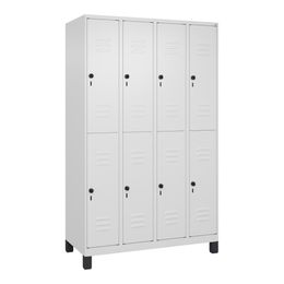 C+P Doppelstock-Spind Classic PLUS, F&uuml;&szlig;e, 4 Abteile, 1950x1200x500mm, 9016/9016 ; C + P M&ouml;belsysteme (080310-40|S10014)