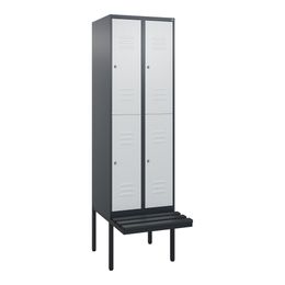 C+P Doppelstock-Spind Classic PLUS, Bank, 2 Abteile, 2120x600x815mm, 7016/7035 Verschluss Zylinderschloss Sitzbanktyp auskragend Material Sitzfläche K (0803407-20|S10028)