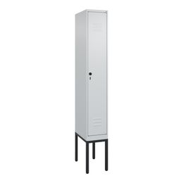 C+P Spind Classic PLUS, Gestell, 1 Abteil, 2120x300x500mm, 7035/7035 Verschluss Sicherheits-Drehriegel 4 Garderobenhaken Trennwand mittig ; C + P M&ouml;be (0800307-10F|S10009)
