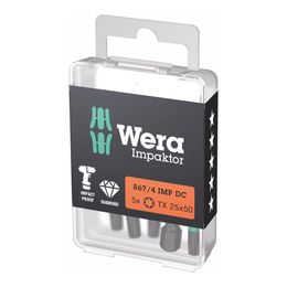 Wera Impaktor Bit für Torx, 1/4 Zoll E 6,3 Set, Torx-Profil: TX25 (05057665001)