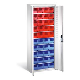 C+P Magazinschrank mit 40 Sichtlagerkästen, H1690xB700xT300mm Front Lichtgrau Korpus Lichtgrau ; C + P Möbelsysteme (133413-22|S10050)