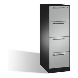 C+P Hängeregistraturschrank Asisto für Hängehefter DIN A4, 4 Schübe, einbahnig, Schwarzgrau/Weißaluminium ; C + P Möbelsysteme (146225-411|S10049)