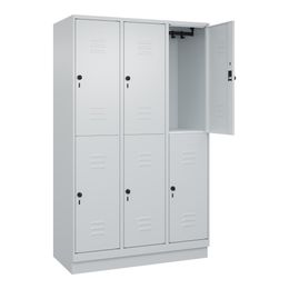C+P Doppelstock-Spind Classic PLUS, Sockel, 3 Abteile, 1950x1200x500mm, 7035/703 Front RAL 7035 Lichtgrau ; C + P M&ouml;belsysteme (080320-32|S10009)