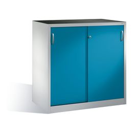 C+P Werkzeug-Beistellschrank mit Schiebet&uuml;ren, innen 2 B&ouml;den, H1200xB1200xT600mm Front Lichtblau Korpus Lichtgrau ; C + P M&ouml;belsysteme (2067-09|S10022)
