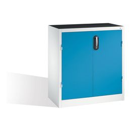 C+P Schwerlast-Beistellschrank mit Dreht&uuml;ren, innen 1 Boden, H1000xB930xT500mm Front Lichtblau Korpus Lichtgrau ; C + P M&ouml;belsysteme (8821-052|S10265)