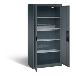 C+P Akku-Ladeschrank f&uuml;r 5 E-Werkzeuge, H1950xB930xT500mm, Anthrazitgrau, C + P M&ouml;belsysteme aus Stahlblech , 8921-05E1|S10001)