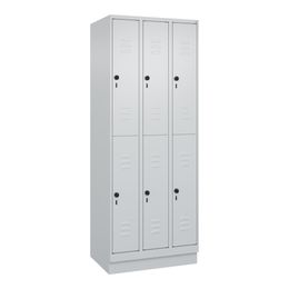 C+P Doppelstock-Spind Classic PLUS, Sockel, 3 Abteile, 1950x750x500mm, 7035/7035 Front RAL 7035 Lichtgrau ; C + P M&ouml;belsysteme (080320-39|S10009)