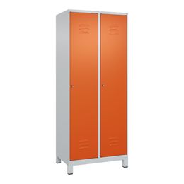 C+P Spind Classic PLUS, F&uuml;&szlig;e, 2 Abteile, 1950x800x500mm, 7035/2004 Verschluss Zylinderschloss 4 Garderobenhaken Trennwand mittig ; C + P M&ouml;belsysteme (080010-22F|S10031)