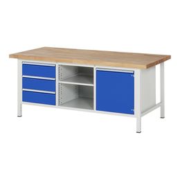 Rau Werkbank h&ouml;henverstellbar 8563A2, B2000xT900xH840-1040mm, 3x Schublade-TA, 1x T&uuml;r (03-8563A2-209B4H.11)