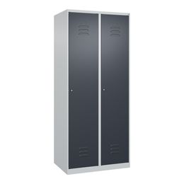 C+P Spind Classic PLUS, 2 Abteile, 1850x800x500mm, 7035/7016 Verschluss Zylinderschloss 4 Garderobenhaken Trennwand mittig ; C + P M&ouml;belsysteme (080000-22F|S10012)