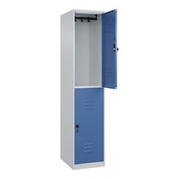 C+P Doppelstock-Spind Classic PLUS, 1 Abteil, 1850x400x500mm, 7035/5023 Verschluss Sicherheits-Drehriegel ; C + P Möbelsysteme (080300-12|S10005)