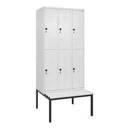 C+P Doppelstock-Spind Classic PLUS, Bank, 3 Abteile, 2120x900x815mm, 9016/9016 Verschluss Sicherheits-Drehriegel Sitzbanktyp untergebaut Material Sitz (0803507-30|S10119)