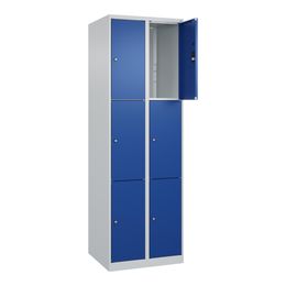 C+P Schlie&szlig;fachschrank Classic PLUS, 2 Abteile, 1850x600x500mm, 7035/5010 Innenh&ouml;he Gefach oben (oberes 599 mm Front RAL 5010 Enzianblau ; C + P M&ouml;bel (080000-203|S10003)