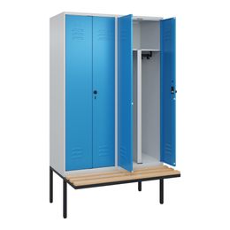 C+P PSA Doppel-Spind Classic PLUS, Bank, 4 Abteile, 2120x1200x815mm, 7035/5012 Verschluss Sicherheits-Drehriegel Sitzbanktyp auskragend Material Sitzf (0800427-40P|S10004)
