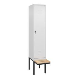 C+P Spind Classic PLUS, Bank, 1 Abteil, 2120x400x815mm, 9016/9016 Verschluss Sicherheits-Drehriegel 4 Garderobenhaken Sitzbanktyp auskragend ; C + P (0800407-12|S10014)