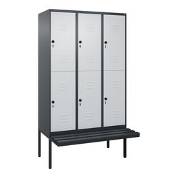 C+P Doppelstock-Spind Classic PLUS, Bank, 3 Abteile, 2120x1200x815mm, 7016/7035 Verschluss Sicherheits-Drehriegel Sitzbanktyp auskragend Material Sitz (0803407-32|S10118)