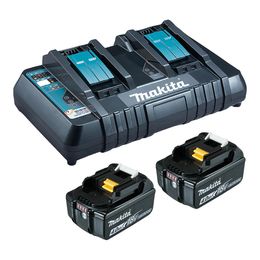 Makita Power Source Kit Li 18V 2x 4Ah Akkus + Doppelladegerät (199481-4)