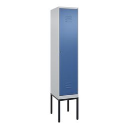 C+P Spind Classic PLUS, Gestell, 1 Abteil, 2120x400x500mm, 7035/5023 Verschluss Zylinderschloss 4 Garderobenhaken Trennwand mittig ; C + P M&ouml;belsystem (0800307-12F|S10020)