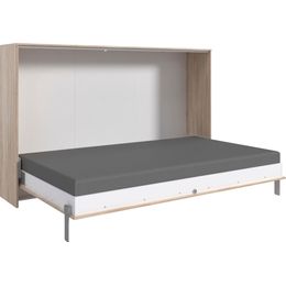 Schrankbett wimex "Juist Schrankklappbett G&auml;stebett", braun (eiche s&auml;gerau nachbildung), H:134cm, Schrankbetten, horizontal klappbar, 3 Liegefl&auml;chen, mit Lattenrost, Made in Germany