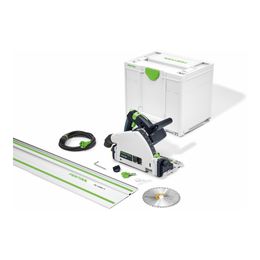 FESTOOL TS 55 FEBQ-Plus-FS Tauchs&auml;ge mit leistungsstarkem Motor und pr&auml;ziser Schnitttiefe f&uuml;r Holzwerkstoffe, inkl. F&uuml;hrungsschiene, 577010)