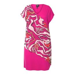 Ulla Popken Kleid Damen Größe 46/48 hellbraun / orange / fuchsia / hellpink Winterkleid