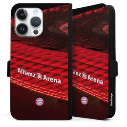 DeinDesign iPhone 14 Pro Max Handy Klapph&uuml;lle Handyh&uuml;lle aus Kunst Leder schwarz Flip Case Fc Bayern M&uuml;nchen Stadium Fcb Sideflip mit Lasche