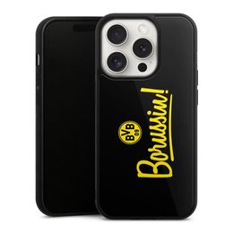 DeinDesign iPhone 15 Pro Handy Gallery Case Handyh&uuml;lle 9H Geh&auml;rtetes Glas R&uuml;ckseite H&uuml;lle Borussia Dortmund Bvb Soccer Gallery Case