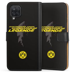 DeinDesign Galaxy A12 Handy Klapph&uuml;lle Handyh&uuml;lle aus Kunst Leder schwarz Flip Case Borussia Dortmund Marco Reus Bvb Sideflip mit langer Lasche
