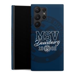 DeinDesign Galaxy S23 Ultra Handy Premium Case Smartphone Handyh&uuml;lle Schutzh&uuml;lle matt Soccer Merchandise Msv Duisburg Premium Case