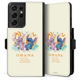 DeinDesign Galaxy S21 Ultra 5G Handy Klapph&uuml;lle Handyh&uuml;lle aus Kunst Leder schwarz Flip Case Official Licensed Product Lilo & Stitch Disney Sideflip mit Lasche
