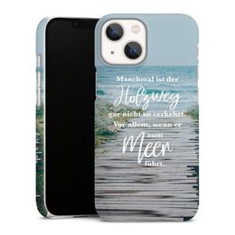 DeinDesign iPhone 13 Mini Handy Premium Case Smartphone Handyh&uuml;lle Schutzh&uuml;lle matt Statement Beach Spruch Premium Case