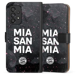 DeinDesign Galaxy A53 5G Handy Klapph&uuml;lle Handyh&uuml;lle aus Kunst Leder schwarz Flip Case Fc Bayern M&uuml;nchen Girl Style Mia San Mia Sideflip mit langer Lasche