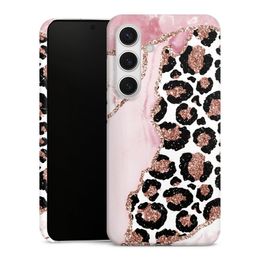 DeinDesign Galaxy S24 Handy Premium Case Smartphone Handyh&uuml;lle Schutzh&uuml;lle matt Leopard Glitzer Marble Premium Case