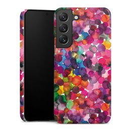 DeinDesign Galaxy S22 Handy Premium Case Smartphone Handyh&uuml;lle Schutzh&uuml;lle gl&auml;nzend Water Colour Colourful Points Premium Case