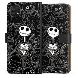 DeinDesign Galaxy A22 5G Handy Klapph&uuml;lle Handyh&uuml;lle aus Kunst Leder schwarz Flip Case Nightmare Before Christmas Halloween Disney Sideflip mit langer Lasche